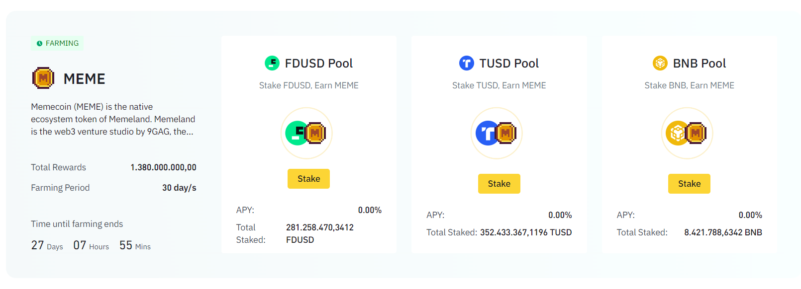 You Can Now Earn Memecoin (MEME) Tokens on Binance by Staking BNB or ...